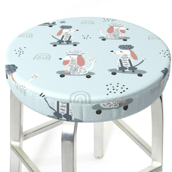 Cartoon Cute Poodle Dog Funny Bar Stool Covers - Stretch Round Seat ...