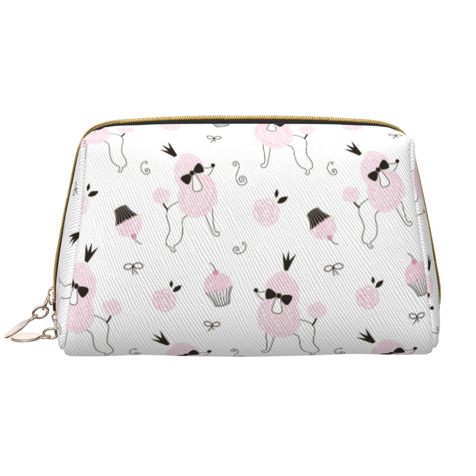 Cartoon Cute Poodle Dog Pink Cake Makeup Bag, Large Capacity Cosmetic ...