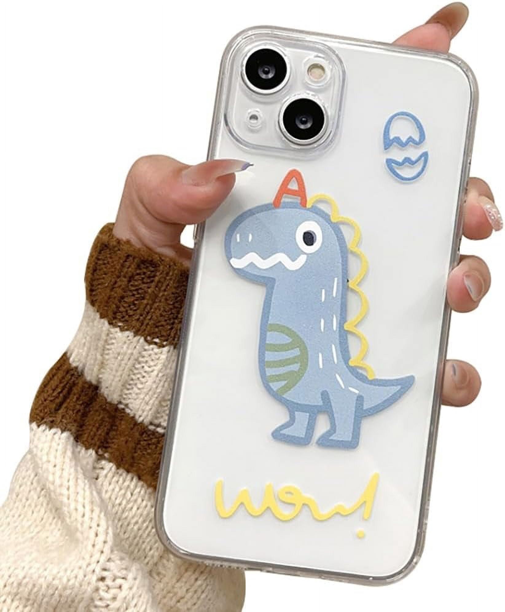 Cartoon Cute Rabbit Dinosaur Clear Couple Case Compatible with iPhone ...