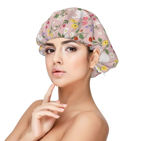 Cartoon Cute Rabbit Flower_A Silk Bonnet for Sleeping Women/Men ...