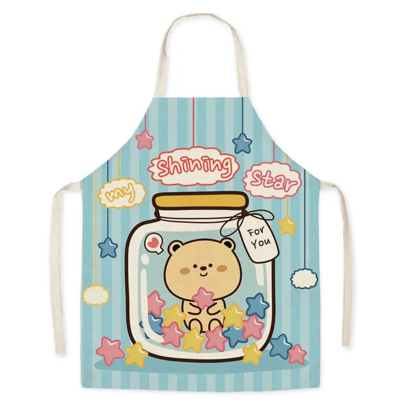 Cartoon Cute Rabbit Linen Sleeveless Aprons for Women Fashion Apron ...