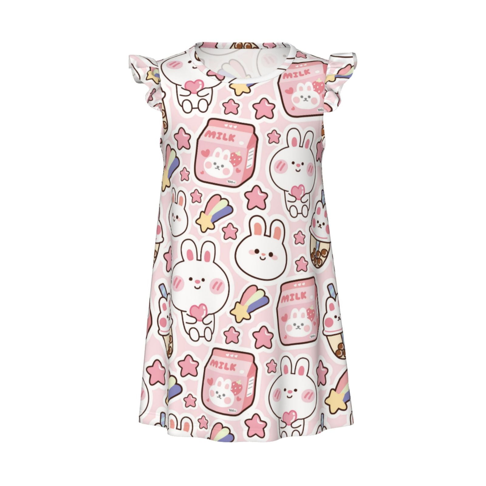 Cartoon Cute Rabbit Milk Star Girls Nightgowns, Pajamas for Girls, Soft ...