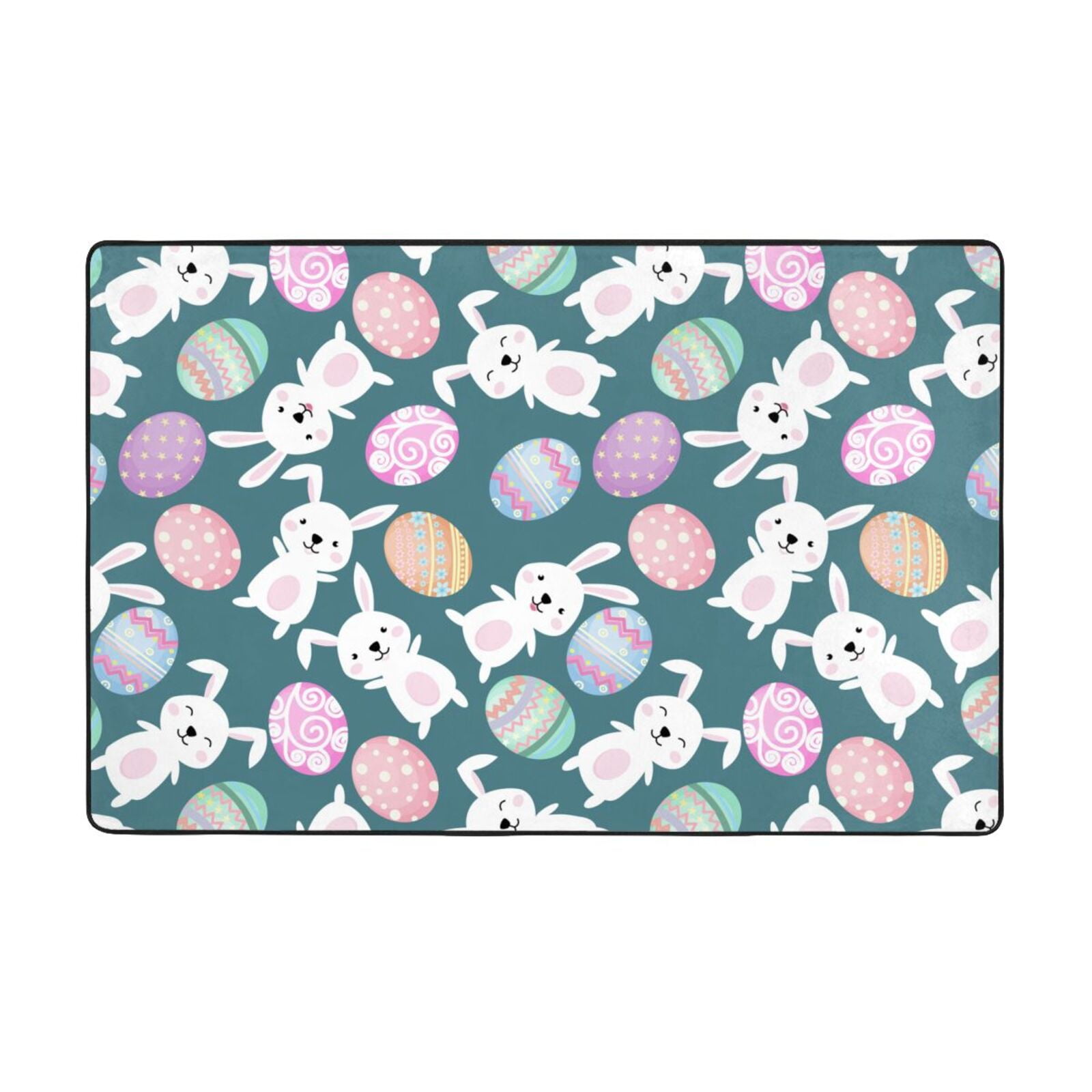 Cartoon Cute Rabbit Patterned Egg Soft Indoor Outdoor Rug, Washable ...