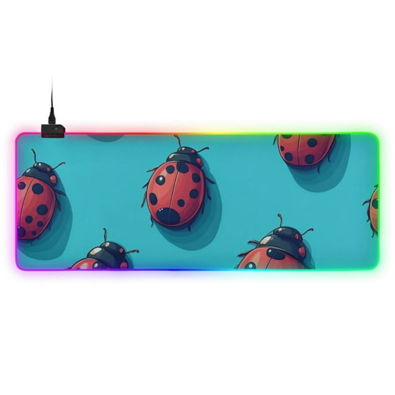 Cartoon Cute Red Ladybugs RGB Gaming Mouse Pad Large Keyboard Mat ...