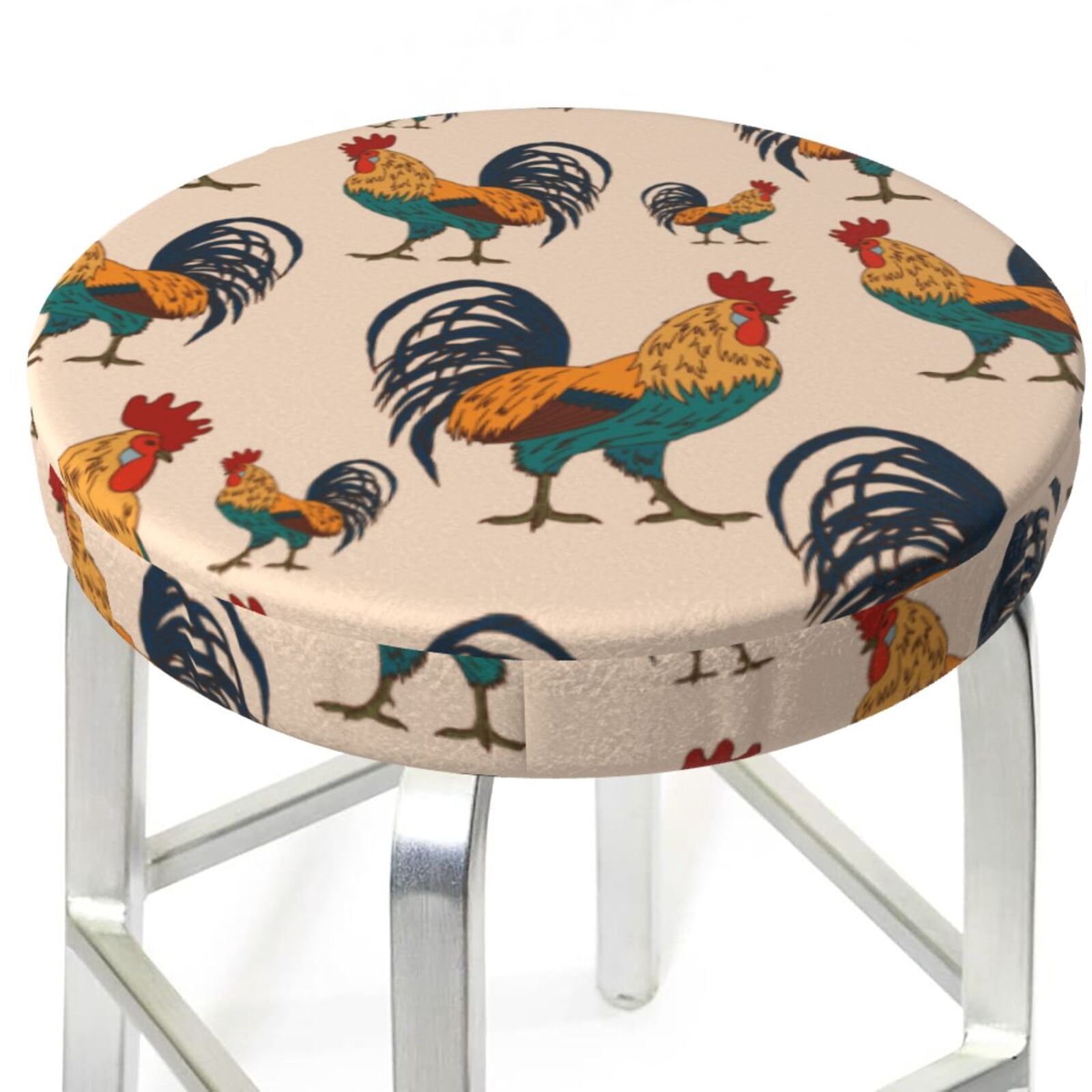 Cartoon Cute Rooster Chicken Bar Stool Covers - Stretch Round Seat ...