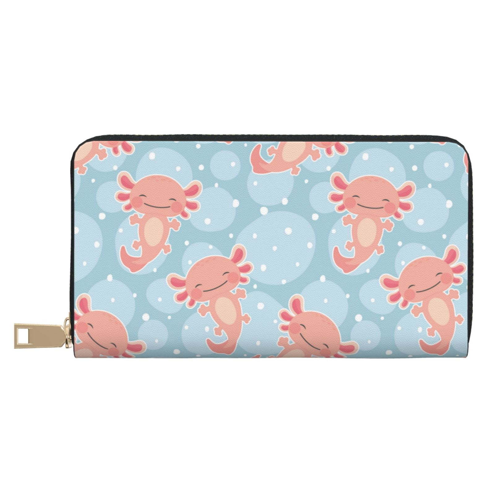 Cartoon Cute Salamander Blue Wallet Women, Leather Bifold Multi Card ...