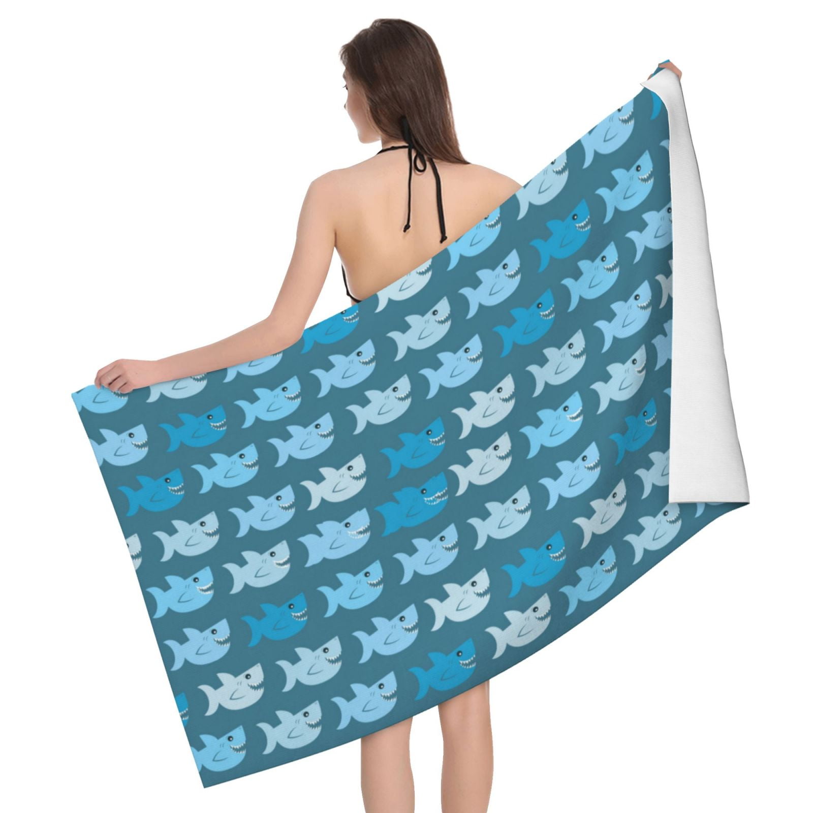 Cartoon Cute Shark Blue Bath Towel, Highly Absorbent towels for ...