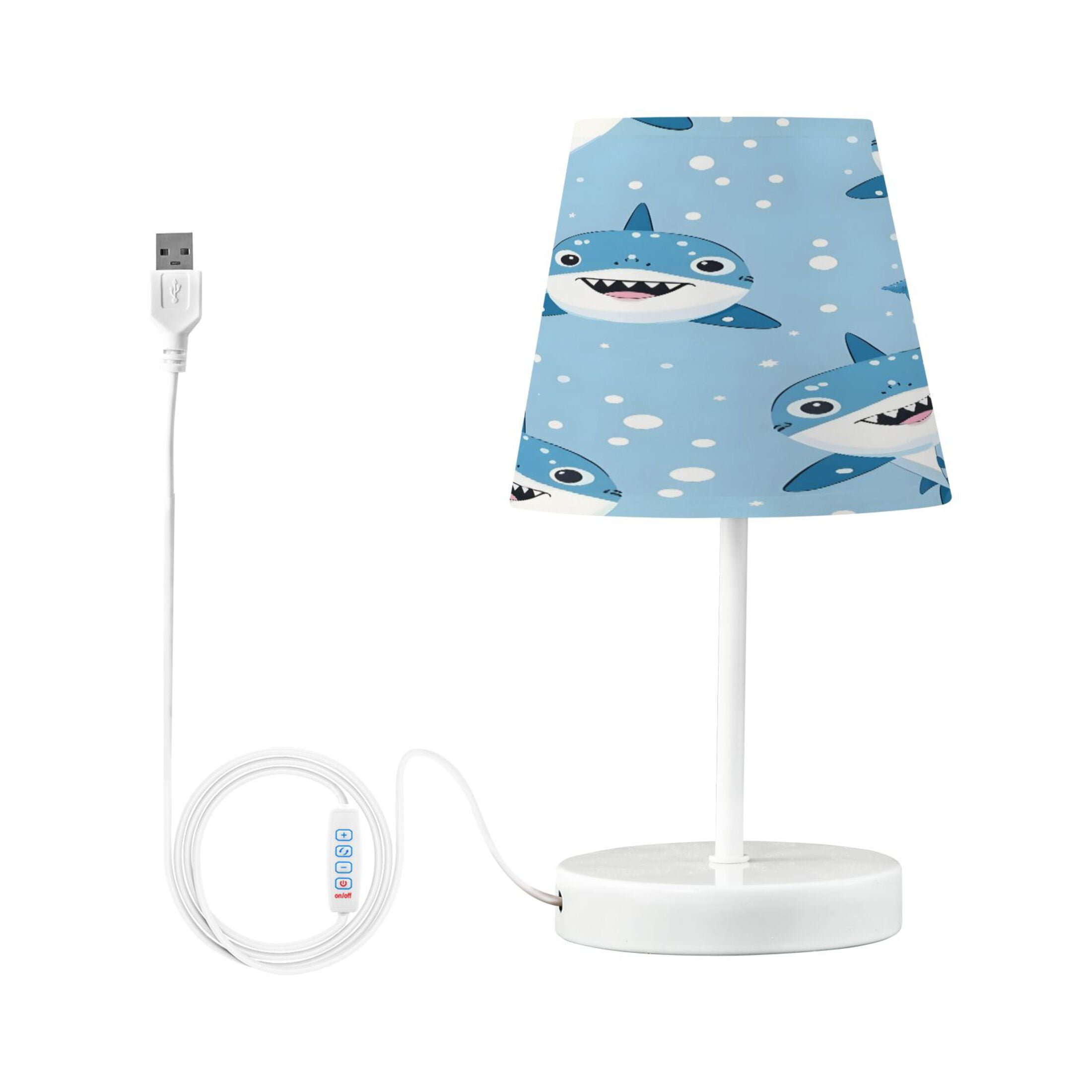 Cartoon Cute Shark Desk Lamp LED Table Nightstand Lamps with 3 Color ...