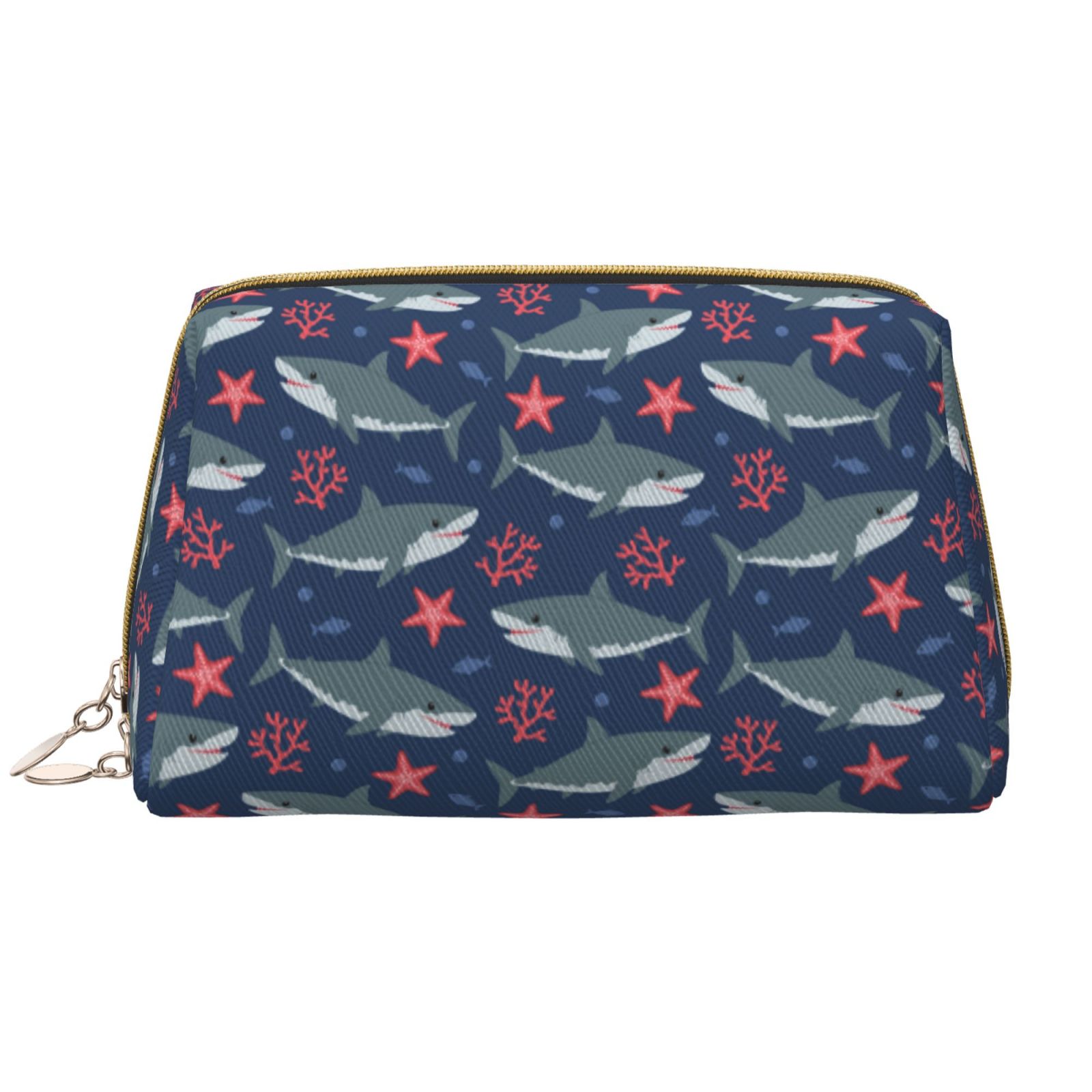 Cartoon Cute Shark Starfish Makeup Bag, Large Capacity Travel Cosmetic ...