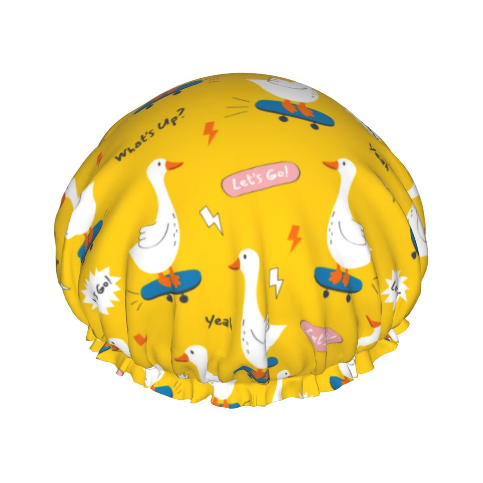 Cartoon Cute Skateboard Duck Shower Cap, Reusable Bath Hair Hat for all ...