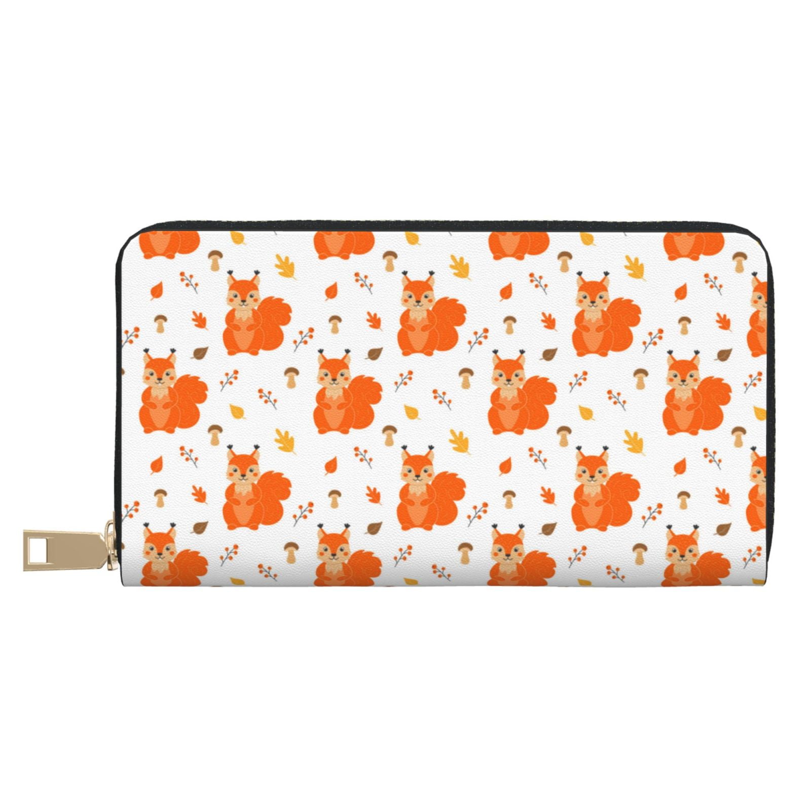 Cartoon Cute Squirrel Pine Cone_C Wallet Women, Leather Bifold Multi ...