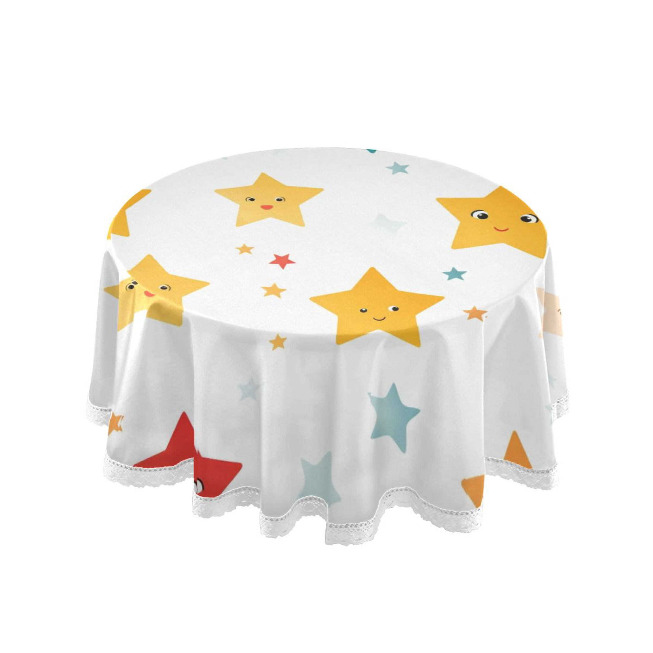 Cartoon Cute Start Round Tablecloth 60" Reusable Circle Table Cover ...