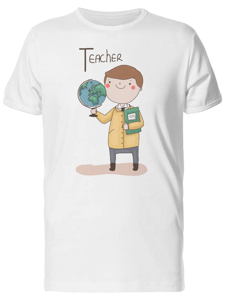 Cartoon Cute Teacher With Globe T-Shirt Men -Image by Shutterstock ...