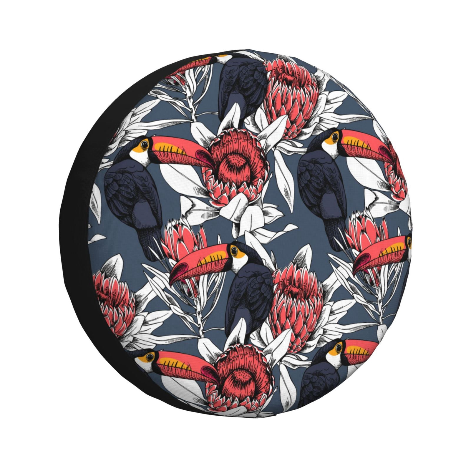 Cartoon Cute Toucan Bird Flower Spare Tire Cover for Trailer Camper RV ...