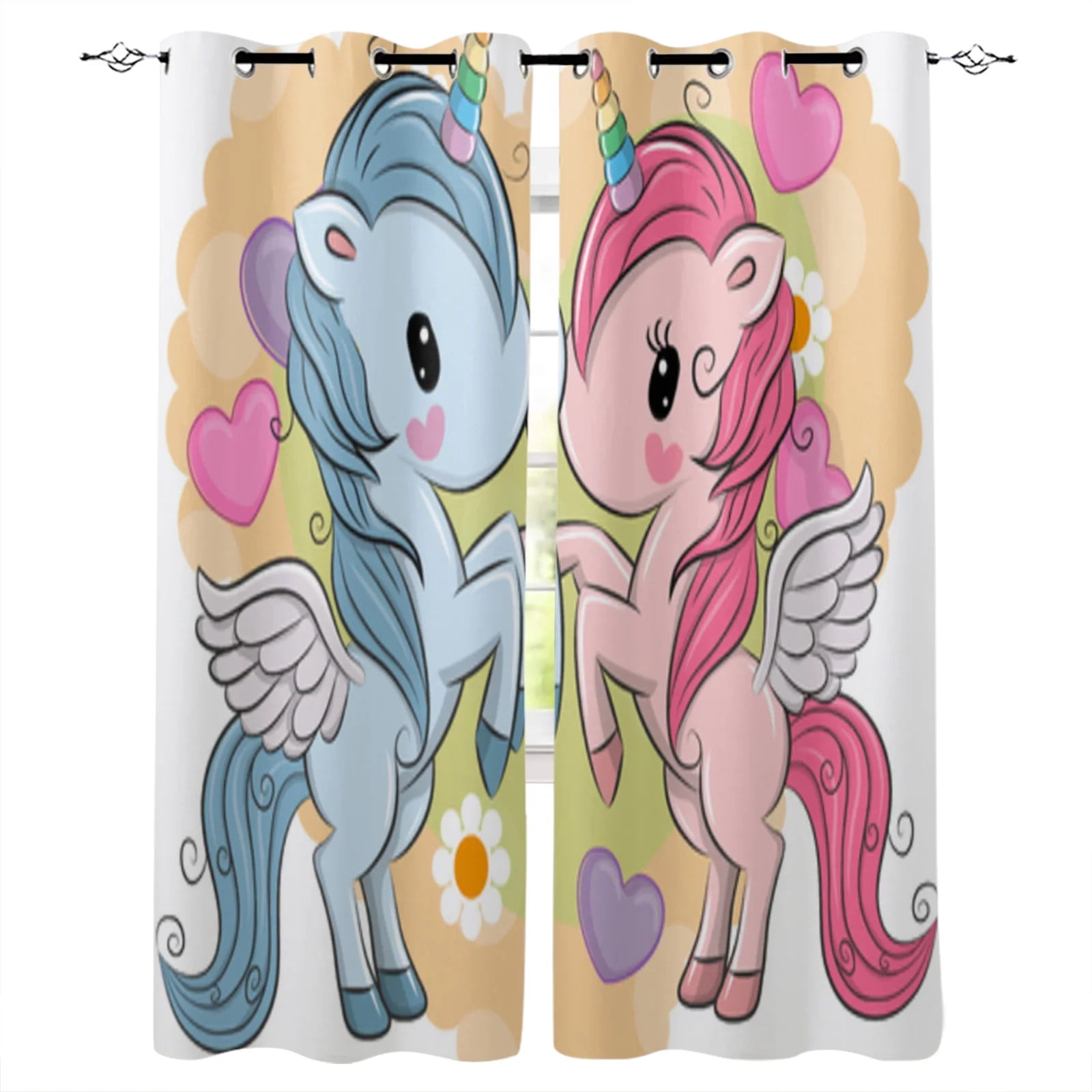 Cartoon Cute Unicorn Windows Curtains for Living Room Child Bedroom ...
