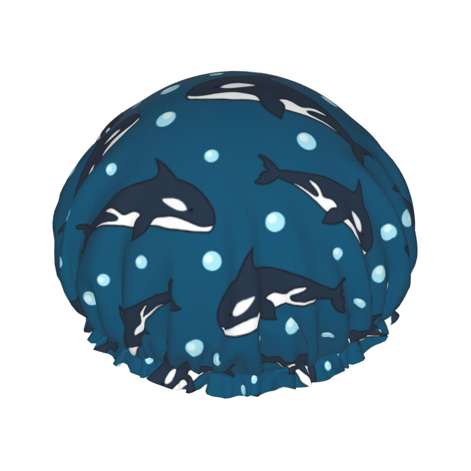 Cartoon Cute Whale Bubble Shower Cap for Women, Double Waterproof ...