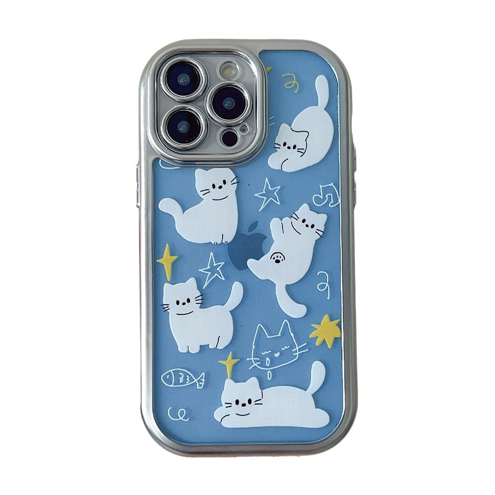 Cartoon Cute White Cats Clear Phone Case For iPhone 15 14 13 11 12 Pro ...