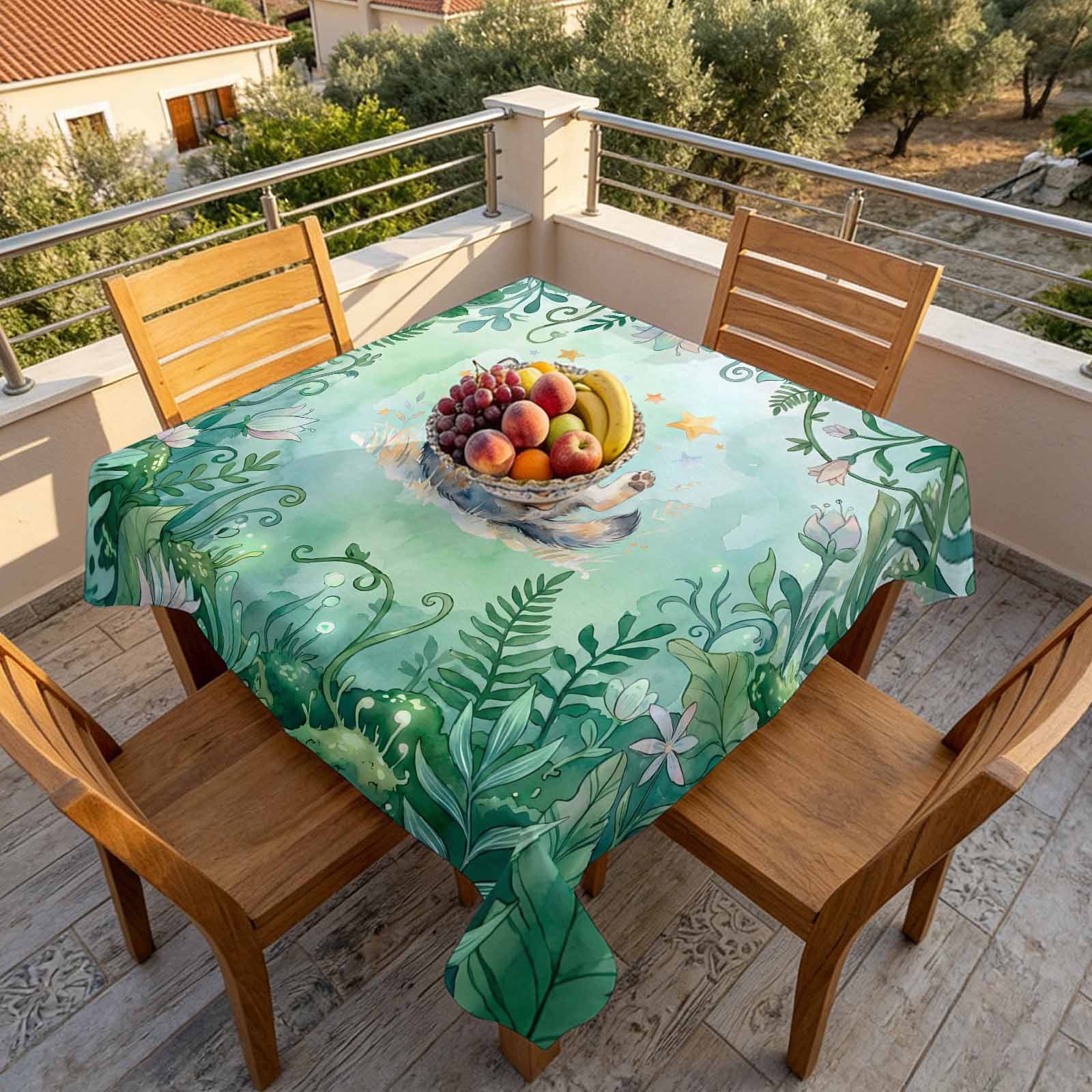 Cartoon Cute Wolf Stars Table Cloth 60x60in, Waterproof Square ...
