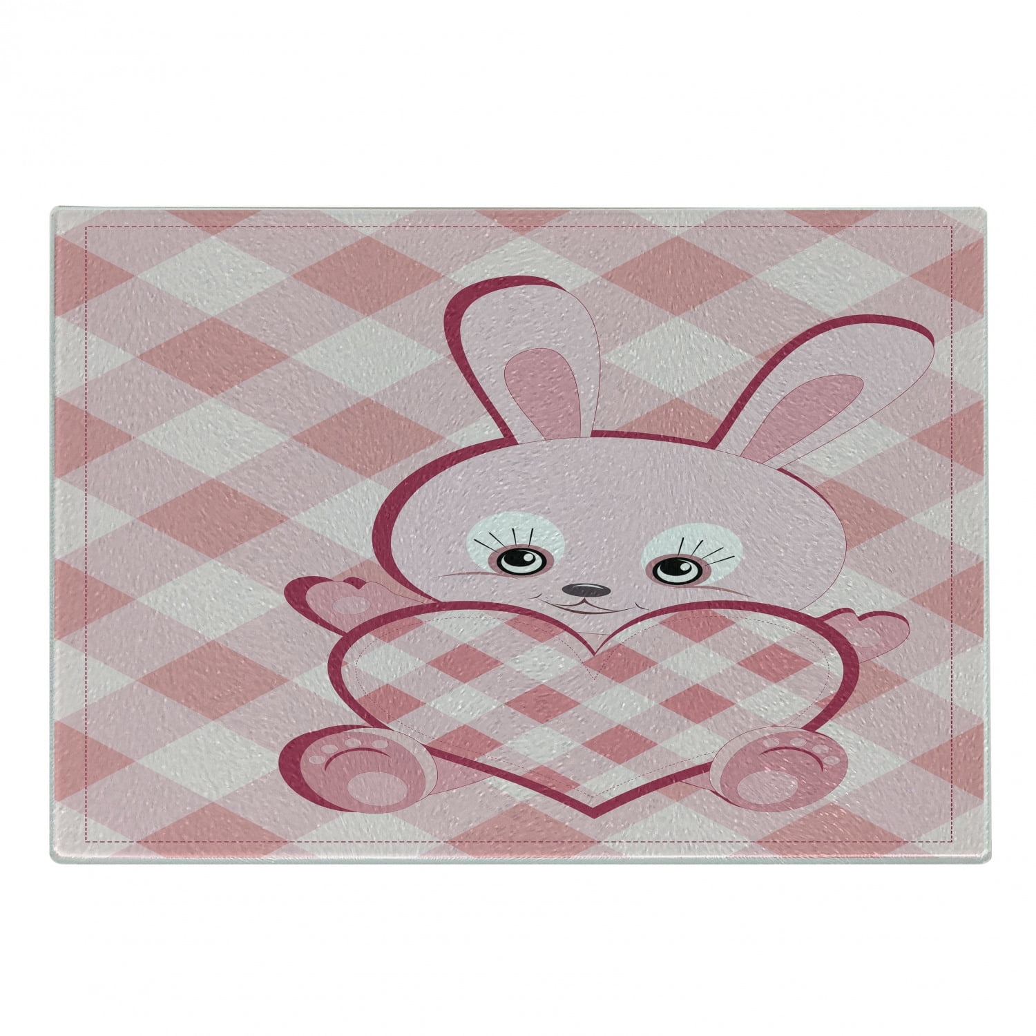Cartoon Cutting Board, Diagonal Stripes Diamond Pattern with Bunny ...