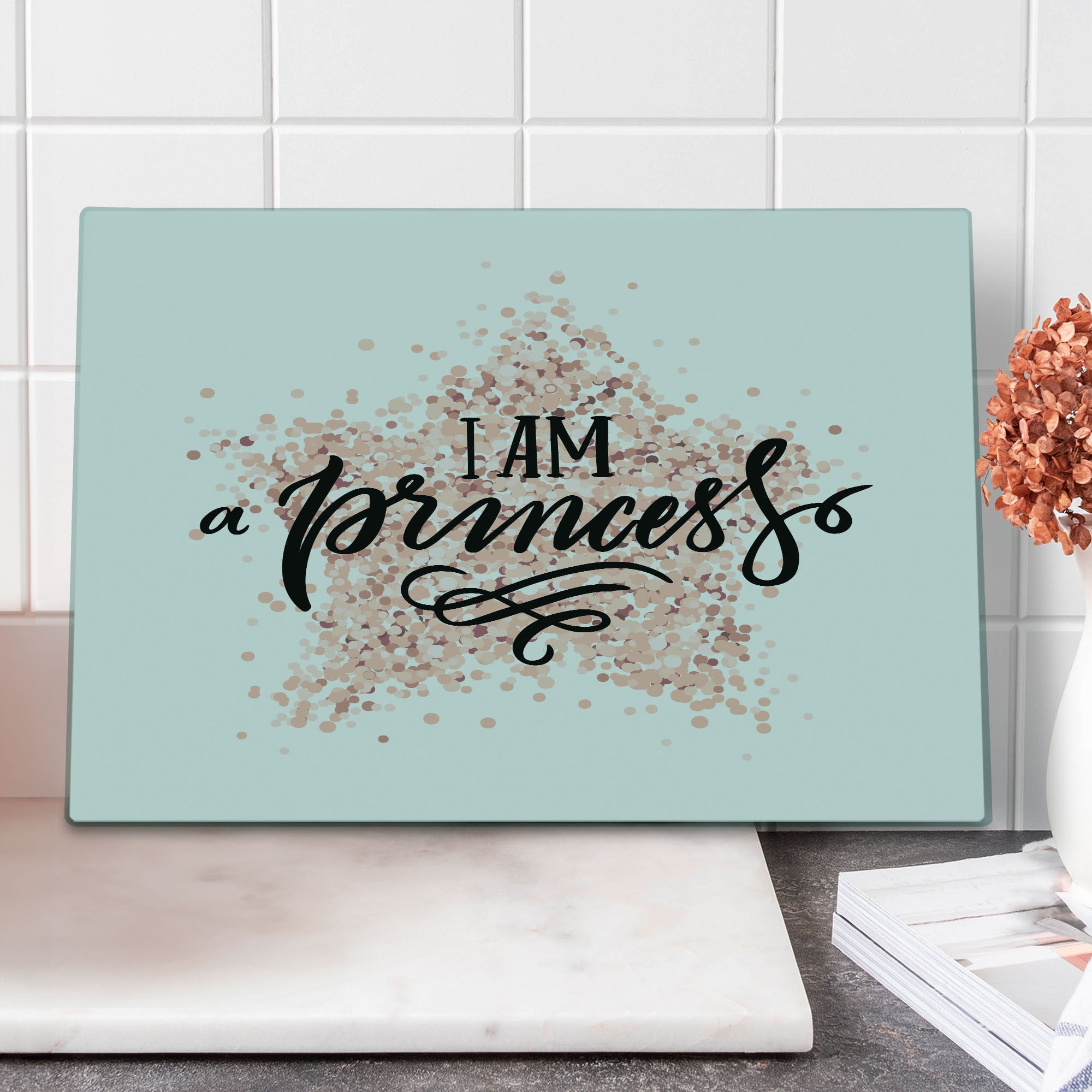 Cartoon Cutting Board, Modern Calligraphic Words on Dotted Background ...