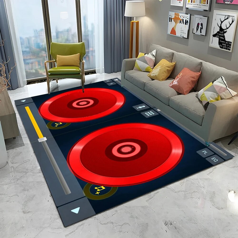 Cartoon DJ Music Screen Keyboard 3D Carpet Rug for Home Living Room ...