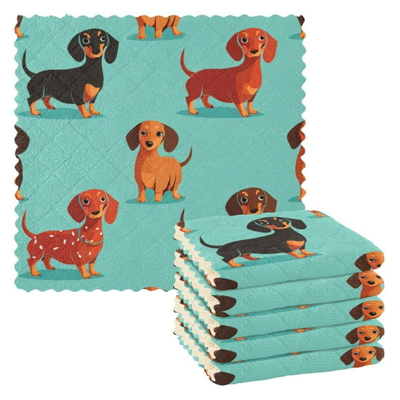 Cartoon Dachshund Dogs Dish Cloths Dish Towels Cleaning Cloths Quick ...