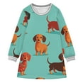 Cartoon Dachshund Dogs Long-sleeved Dress A-line One-Piece Dress for 2 ...