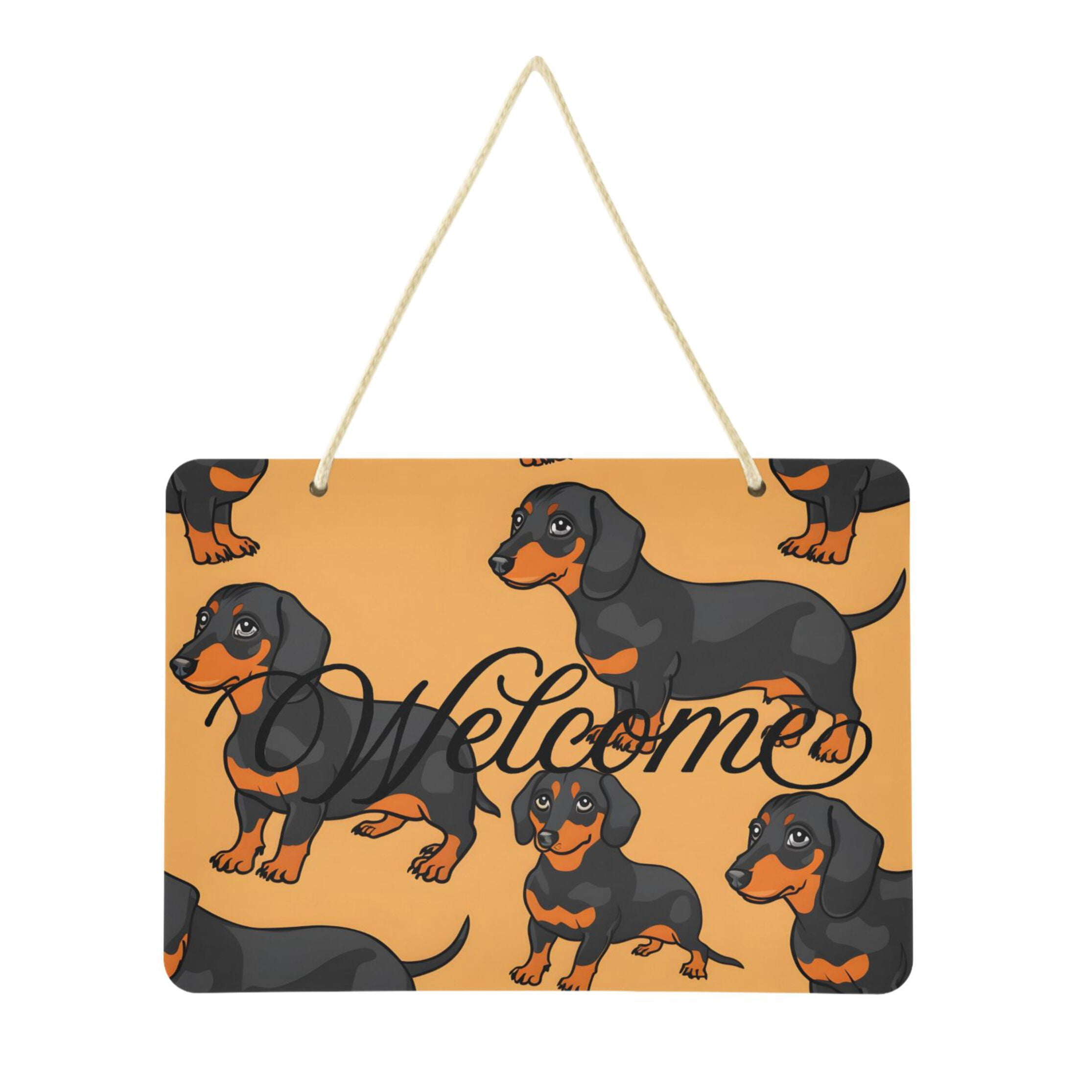 Cartoon Dachshund Dogs Welcome Sign Front Door PVC 14x10 inch Hanger ...