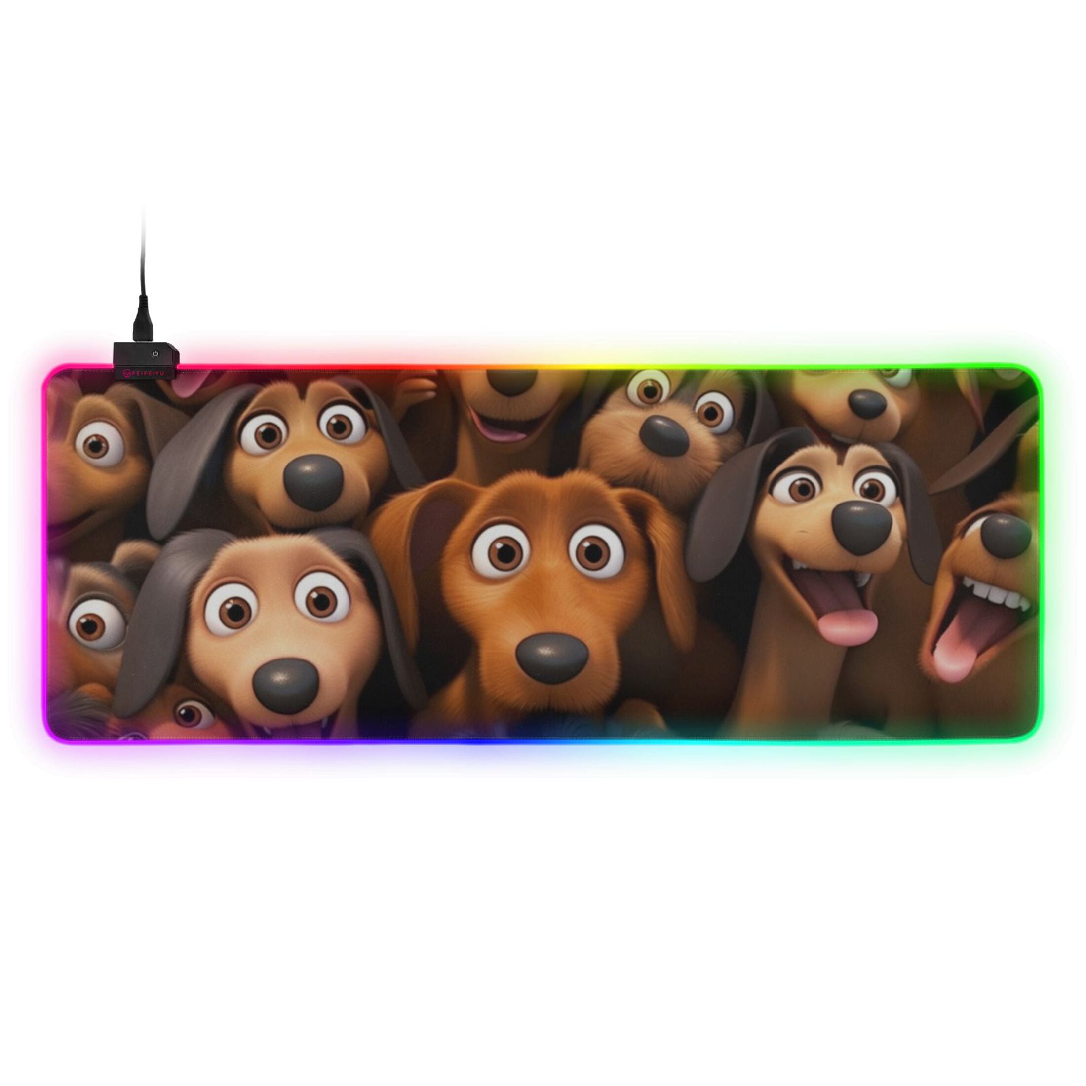 Cartoon Dachshund RGB Gaming Mouse Pad Large Keyboard Mat Rubber Base ...