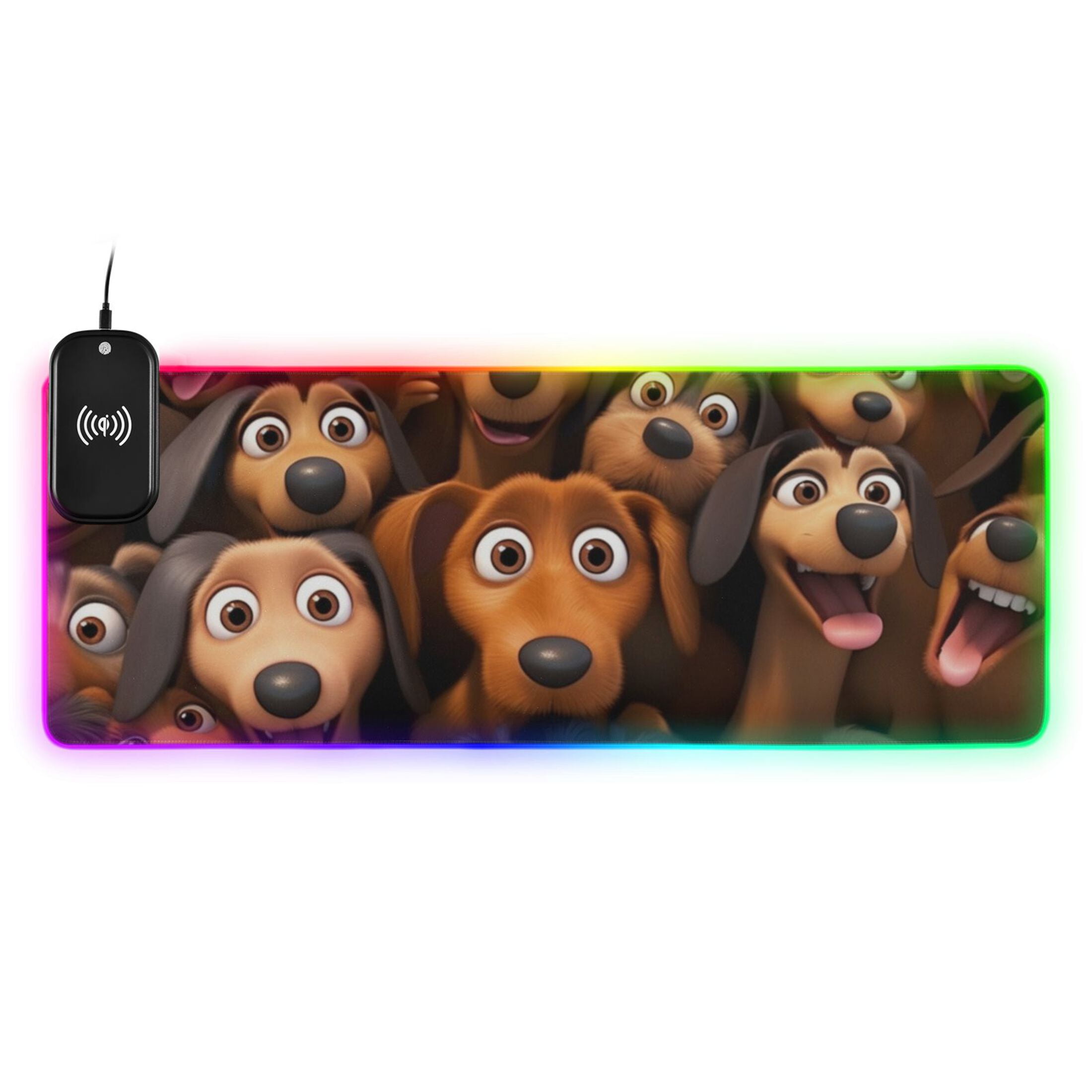 Cartoon Dachshund Wireless Charging RGB Gaming Mouse Pad Large Keyboard ...
