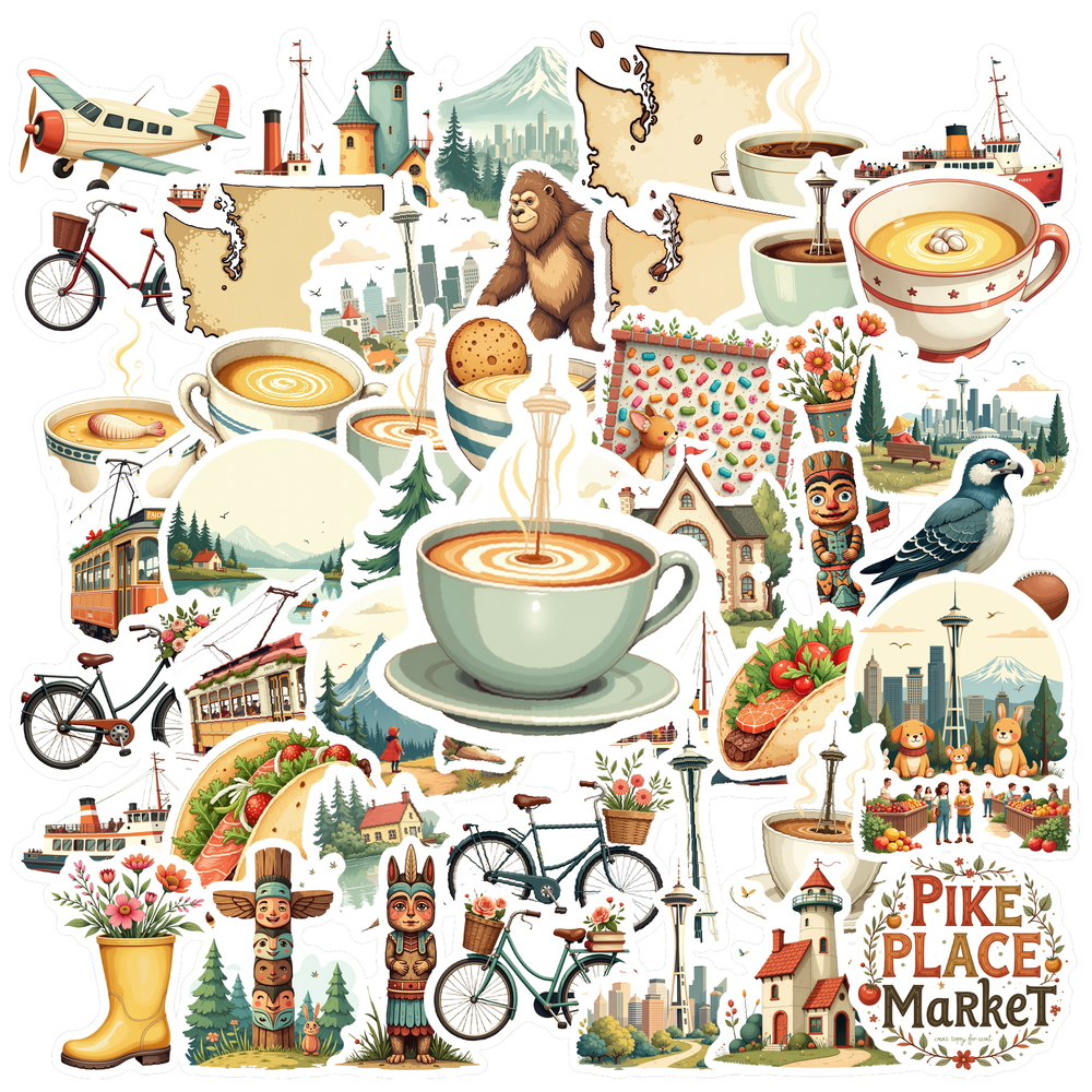 Cartoon Daily Life Scenes Stickers, Waterproof Daily Life Scenes ...