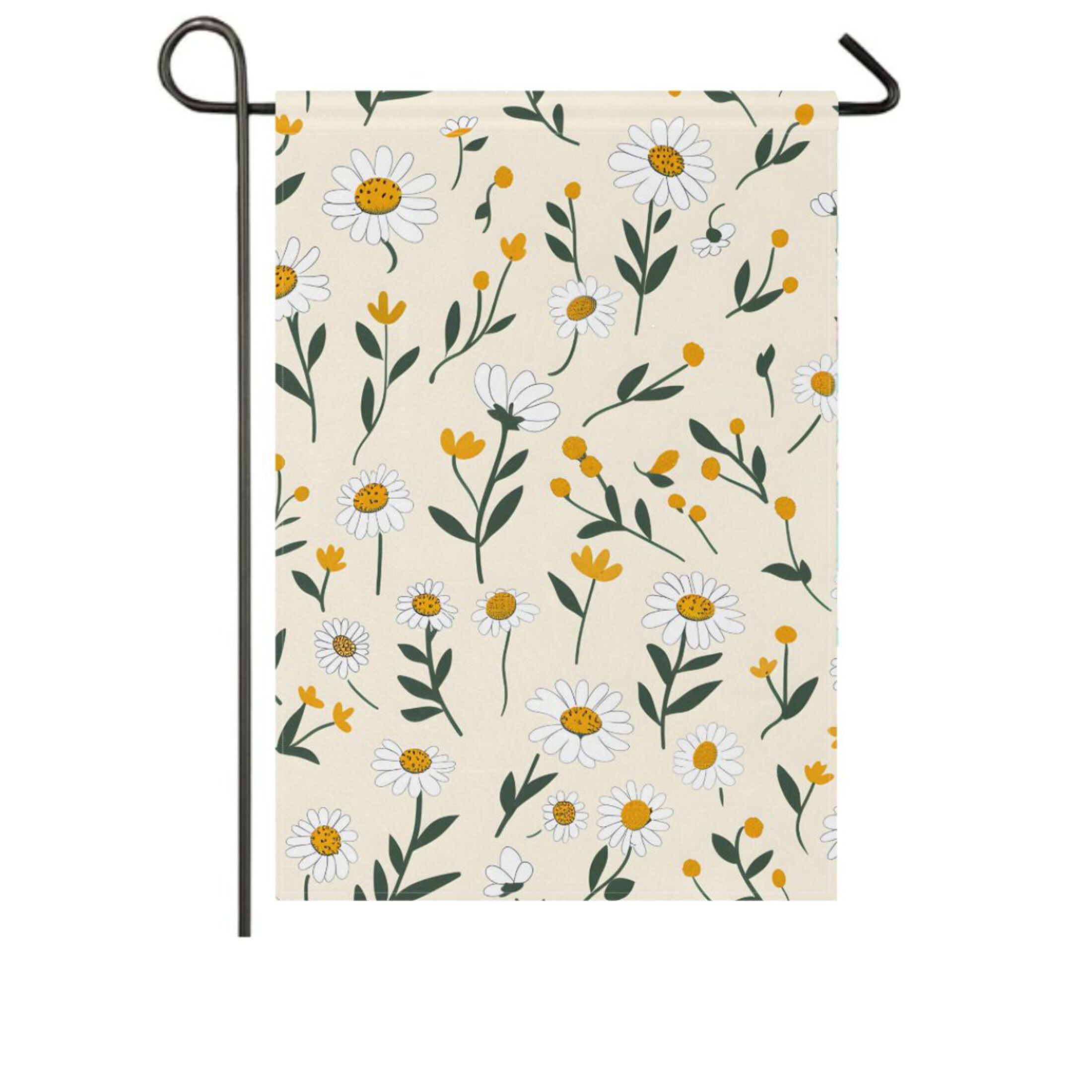Cartoon Daisies Leaves Garden Flags Banners Double Sided Decorative ...