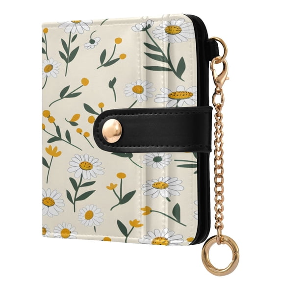 Cartoon Daisies Leaves Women's Wallet PU Leather Card Cases RFID ...