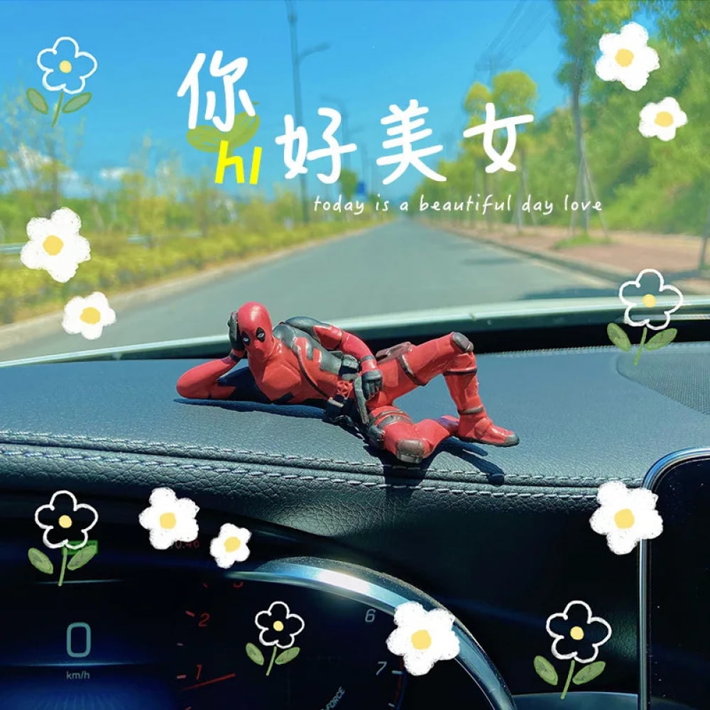 Cartoon Deadpool Car Rearview Mirror Pendant Read A Book SUCK IT Car ...