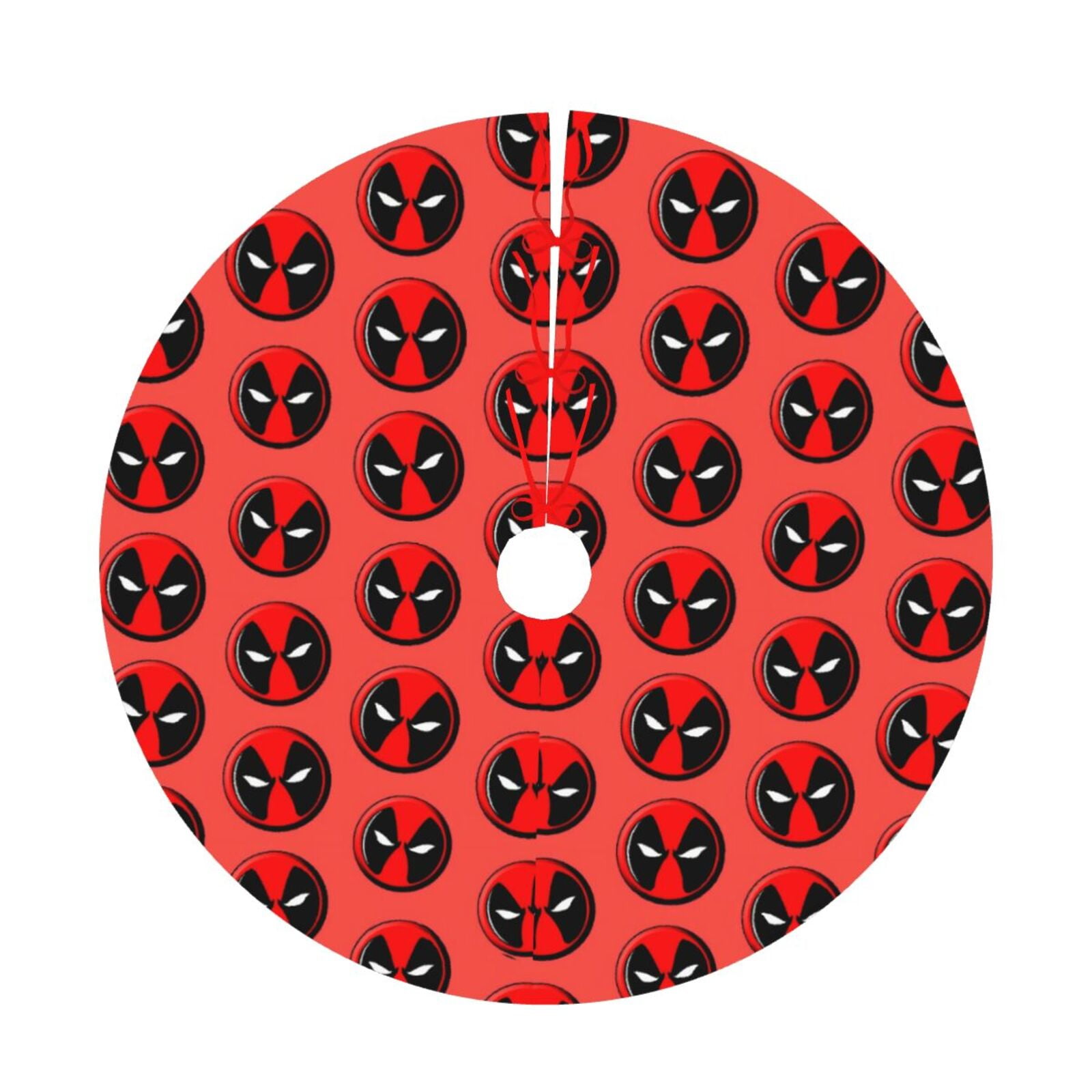Cartoon Deadpool Head Christmas Tree Skirt Soft and Funny Red Green ...