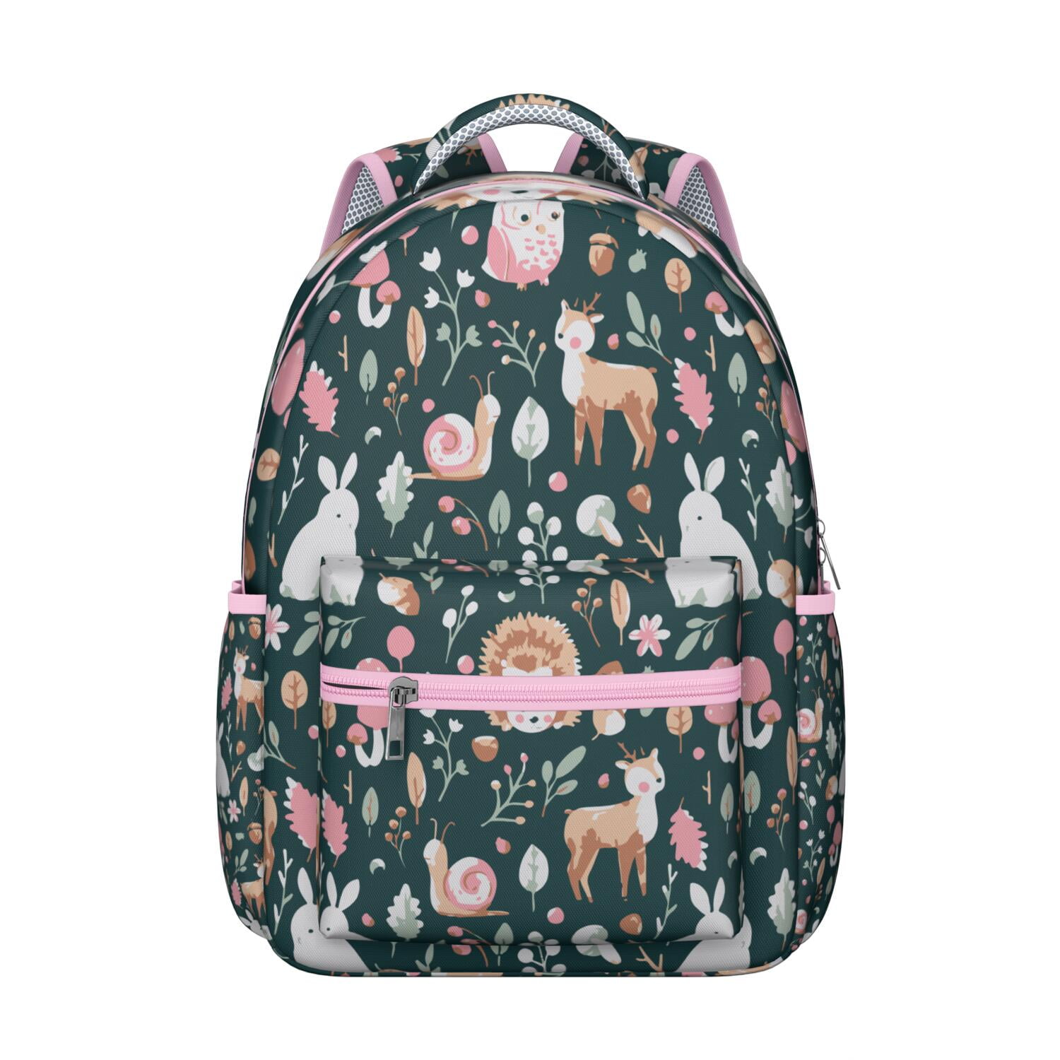 Cartoon Deer Backpack for Student Forest Reindeer Hunter Style Rustic ...