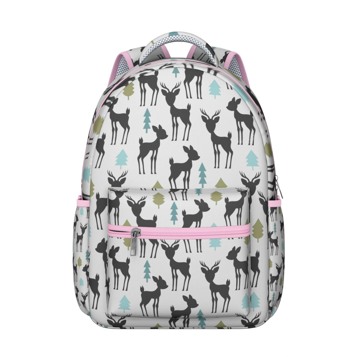 Cartoon Deer Backpack for Student Forest Reindeer Hunter Style Rustic ...