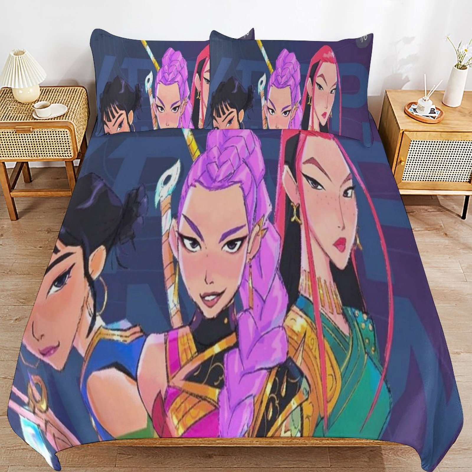 Cartoon Demon Anime Hunters Bed Duvet Cover 3 piece Cute Halloween ...