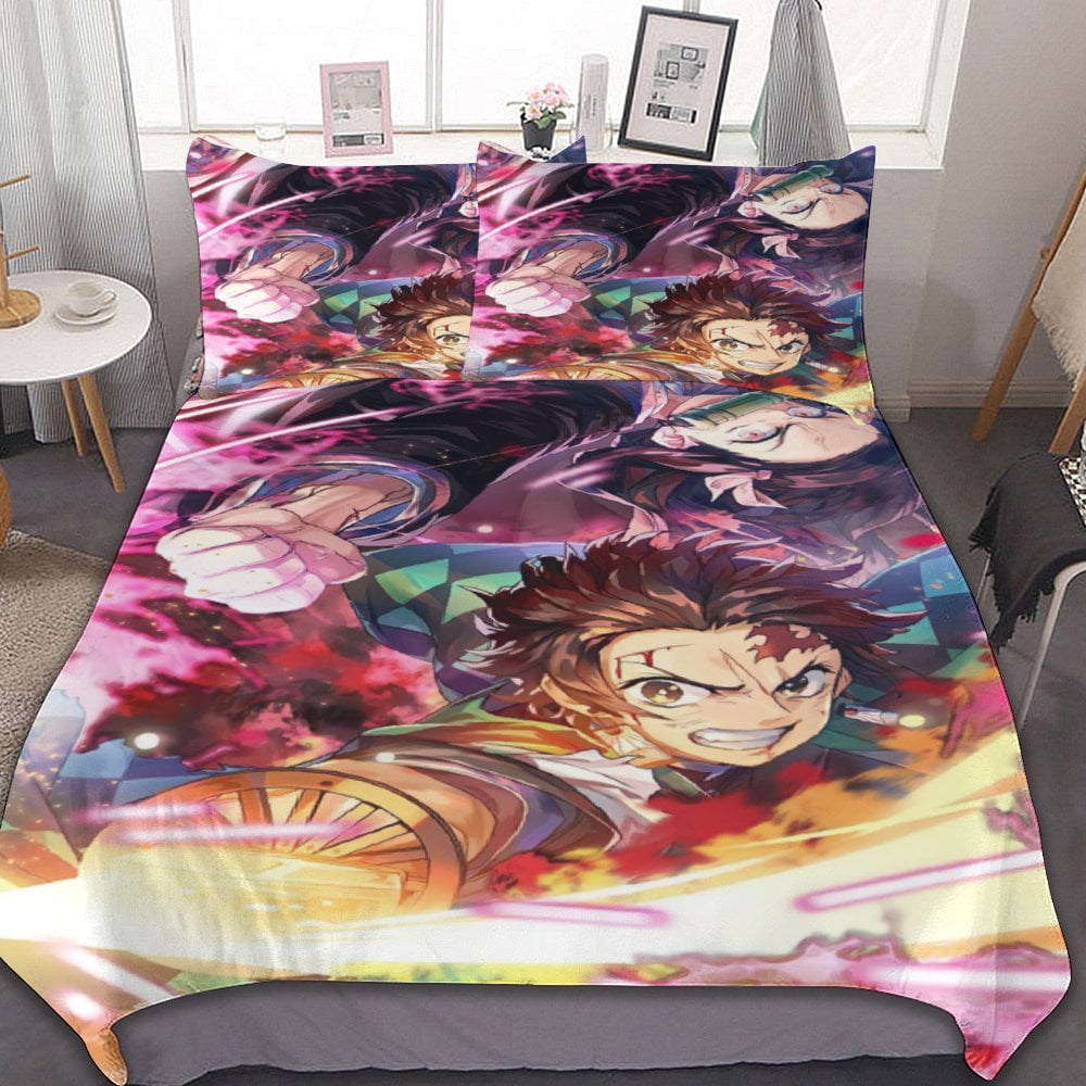 Cartoon Demon Slayer 3-Piece Bed Set Warm and Comfortable Kawaii ...