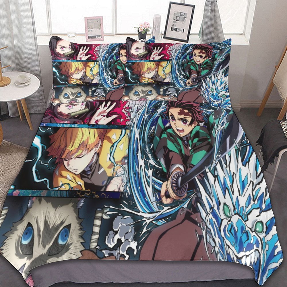 Cartoon Demon Slayer 3-Piece Bed Set Warm and Comfortable Kawaii ...