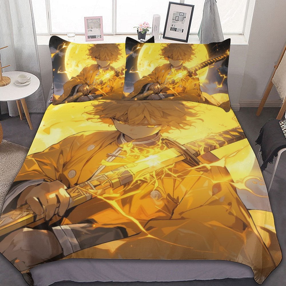 Cartoon Demon Slayer 3-Piece Bed Set Warm and Comfortable Kawaii ...