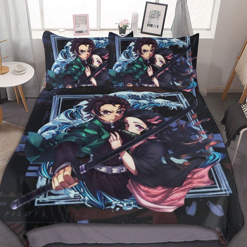 Cartoon Demon Slayer 3-Piece Bed Set Warm and Comfortable Kawaii ...