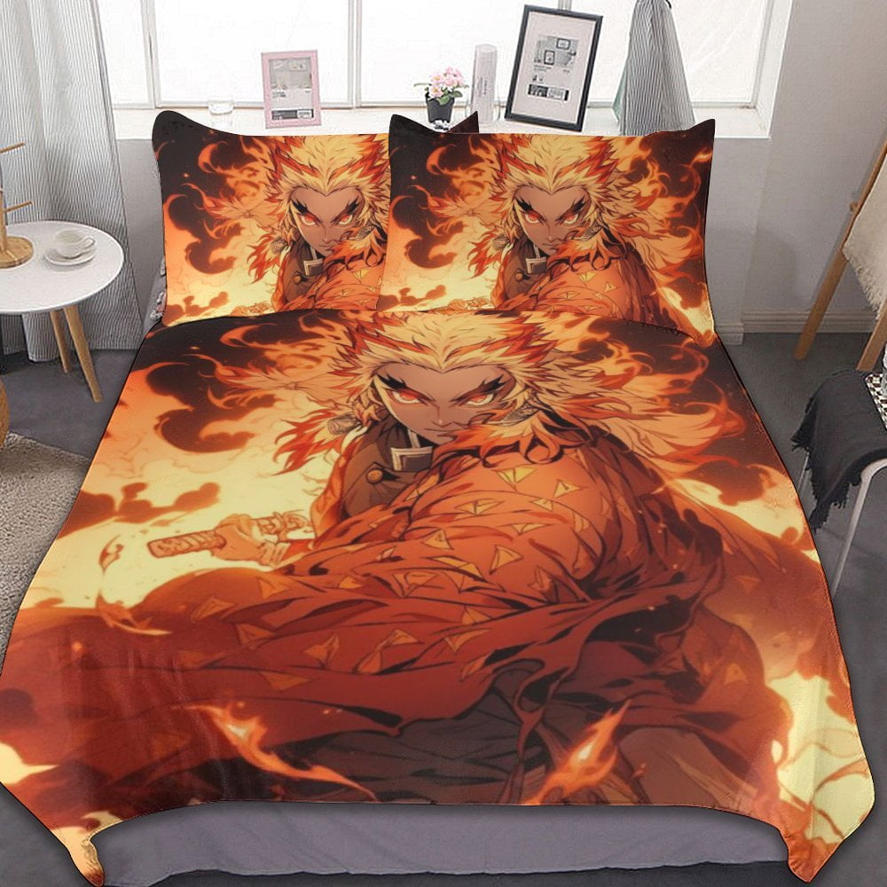 Cartoon Demon Slayer 3-Piece Bed Set Warm and Comfortable Kawaii ...