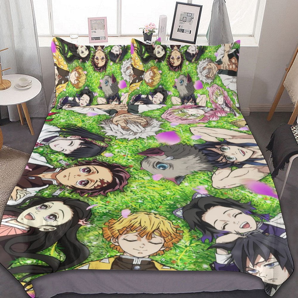 Cartoon Demon Slayer 3-Piece Bed Set Warm and Comfortable Kawaii ...