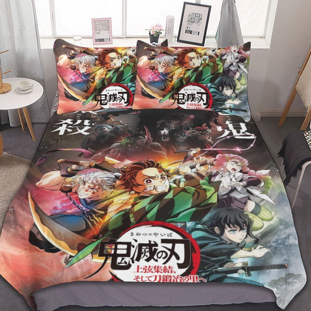 Cartoon Demon Slayer 3-Piece Bed Set Warm and Comfortable Kawaii ...