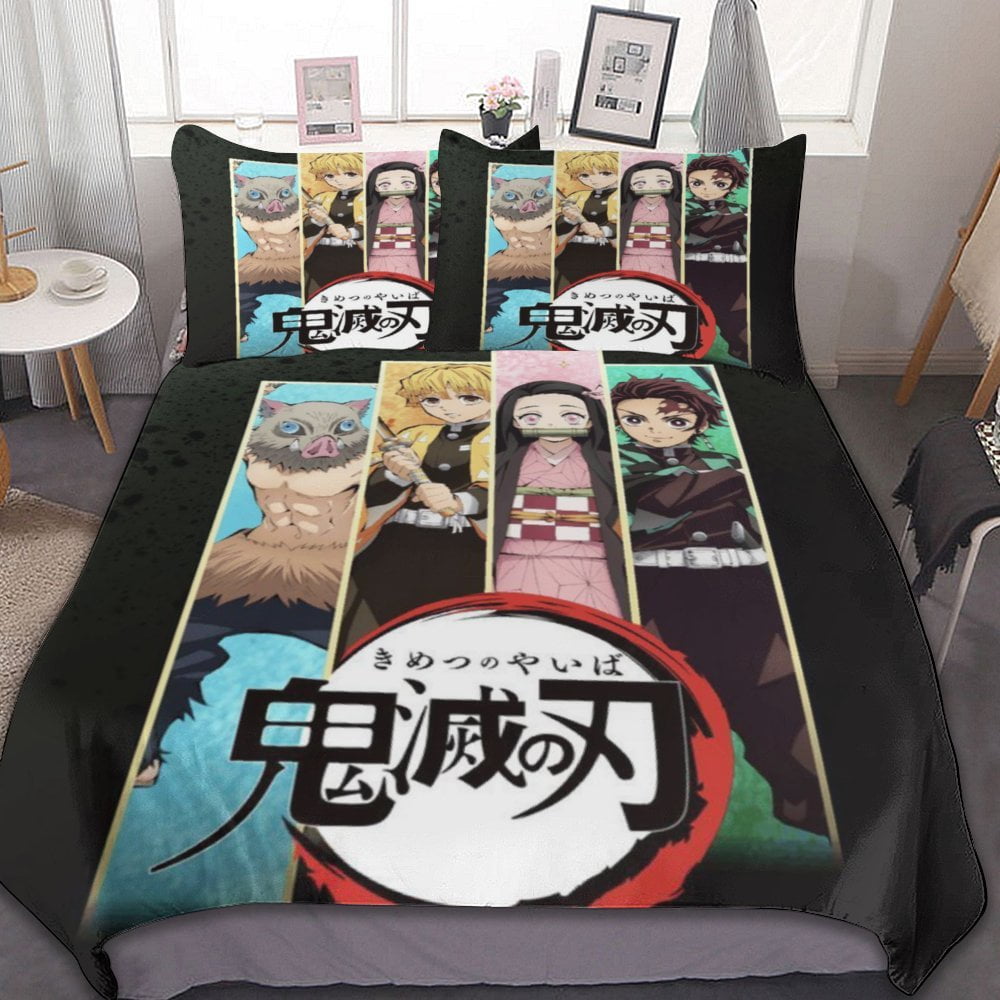 Cartoon Demon Slayer 3-Piece Bed Set Warm and Comfortable Kawaii ...
