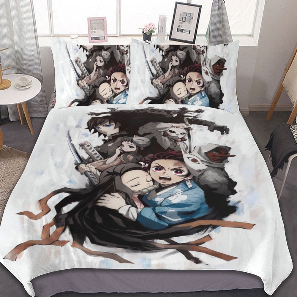 Cartoon Demon Slayer 3-Piece Bed Set Warm and Comfortable Kawaii ...