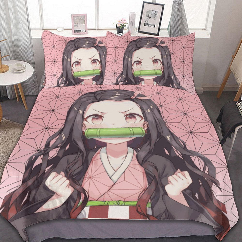 Cartoon Demon Slayer 3-Piece Bed Set Warm and Comfortable Kawaii ...