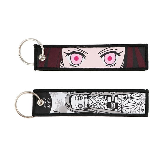 Cartoon Demon Slayer Anime Weaving Mark Keychain Lanyard Demon Access ...