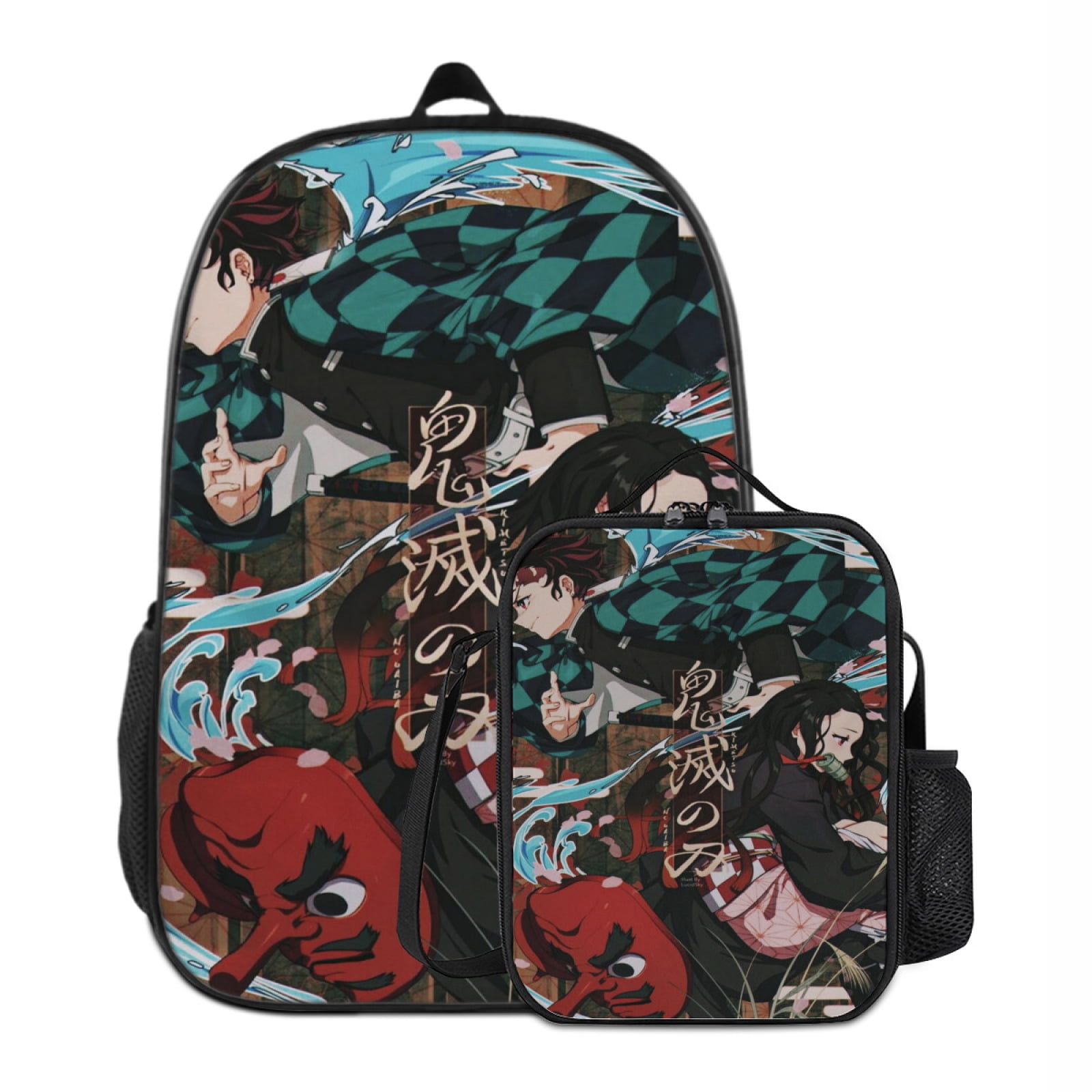 Cartoon Demon Slayer Backpack with Lunch Box for adolescents Elementary ...